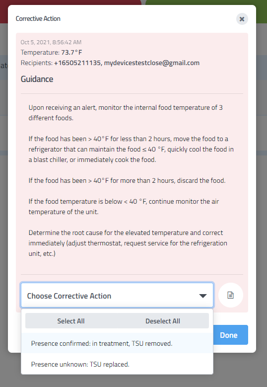 Display custom Corrective Actions & Guidance